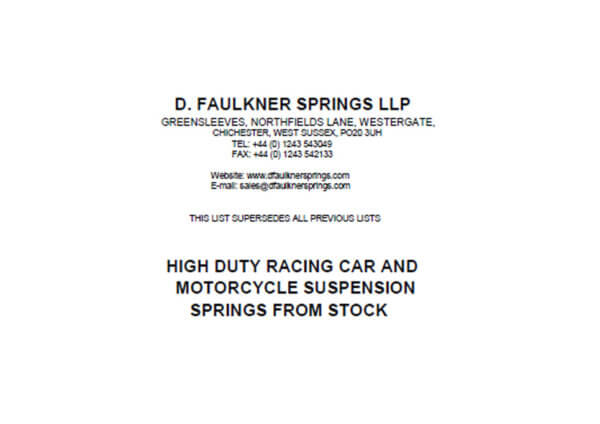Price List and Downloads – D Faulkner Springs